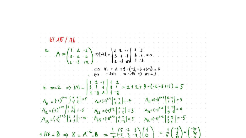 BTVN Matran K38/K39/K41 - Toán Cao Cấp Notes - Studocu