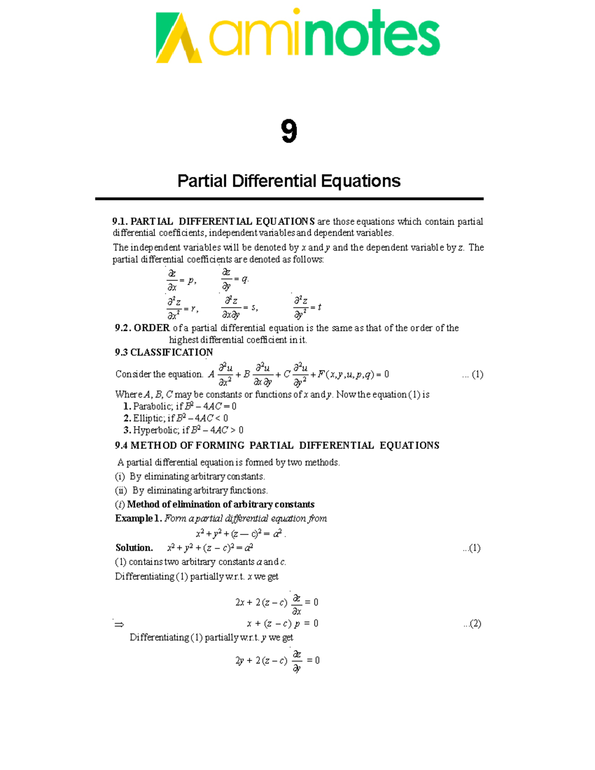 Partial Differential Equations: Lecture Notes (Module 2) - Studocu