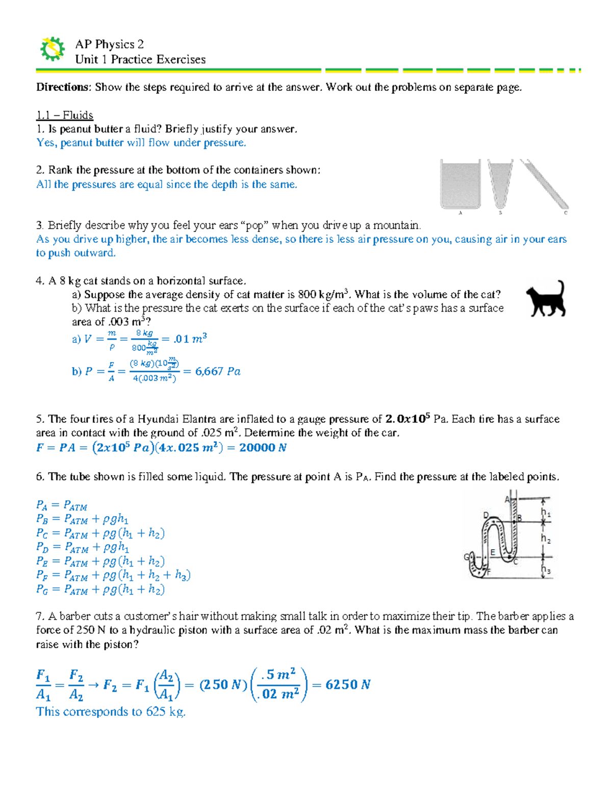 AP Physics 2 Unit 1 Practice Exercises & Solutions - Studocu