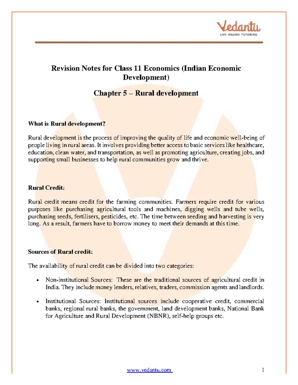 CBSE Class 11 Economics: Indian Economic Development Notes - Ch 5 - Studocu