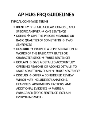 Unit 5 Progress Check FRQ Scoring Guide - AP HUMAN GEOGRAPHY Scoring Guide Unit 5 Progress Check ...