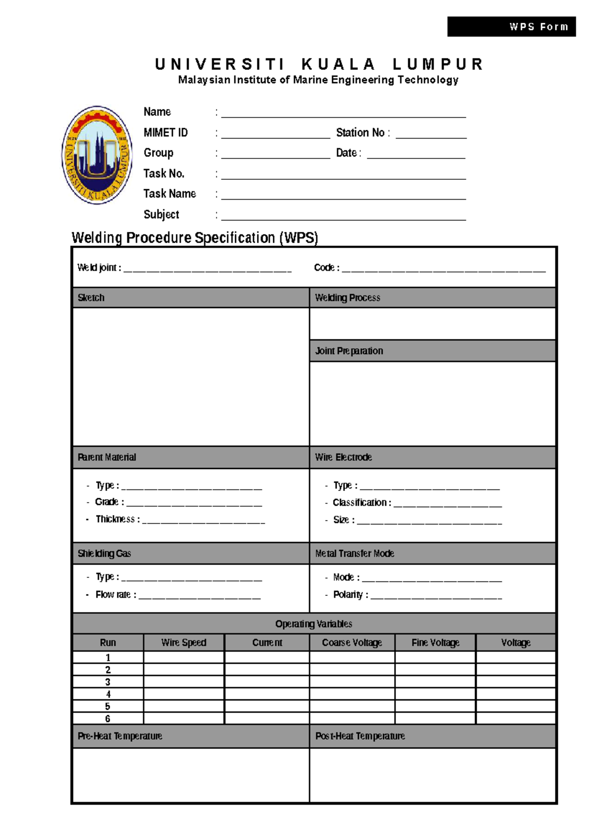 WPS Form - Student sample - U N I V E R S I T I K U A L A L U M P U R ...