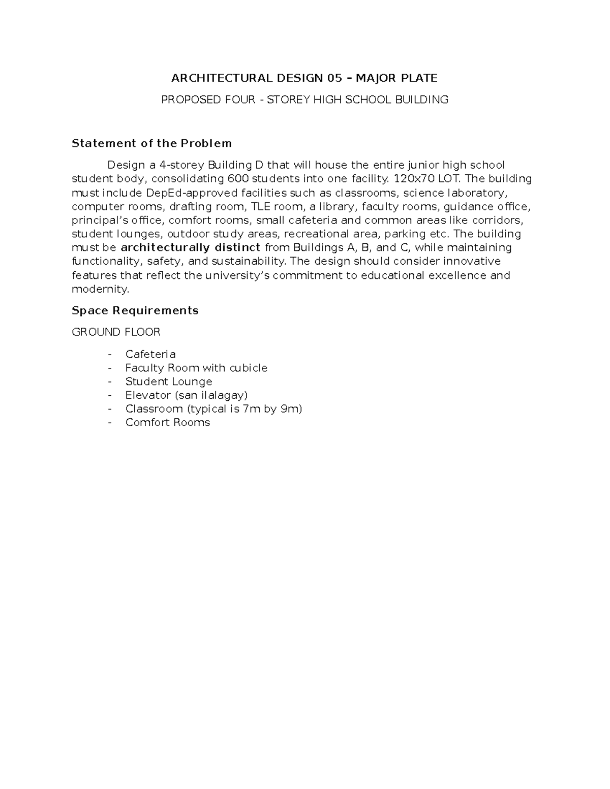 Architectural Design 05: 4-Storey High School Building Proposal - Studocu