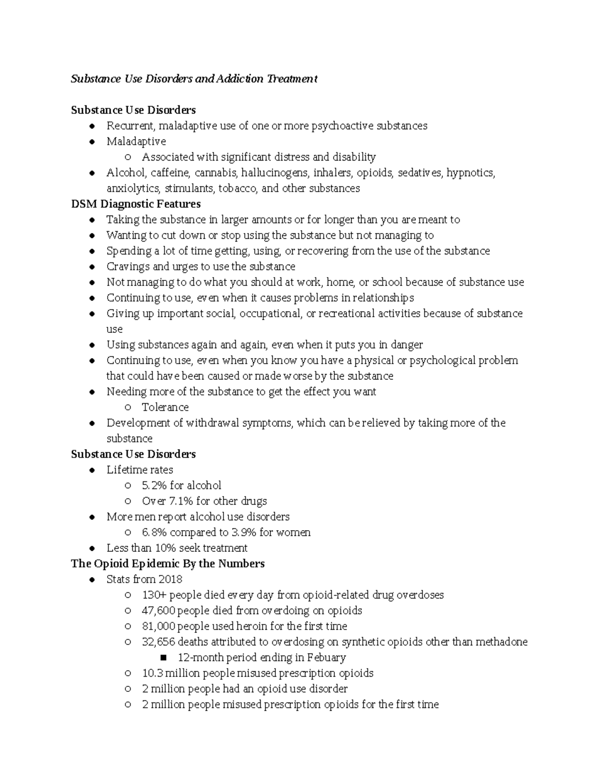 Substance Use Disorders - Studocu