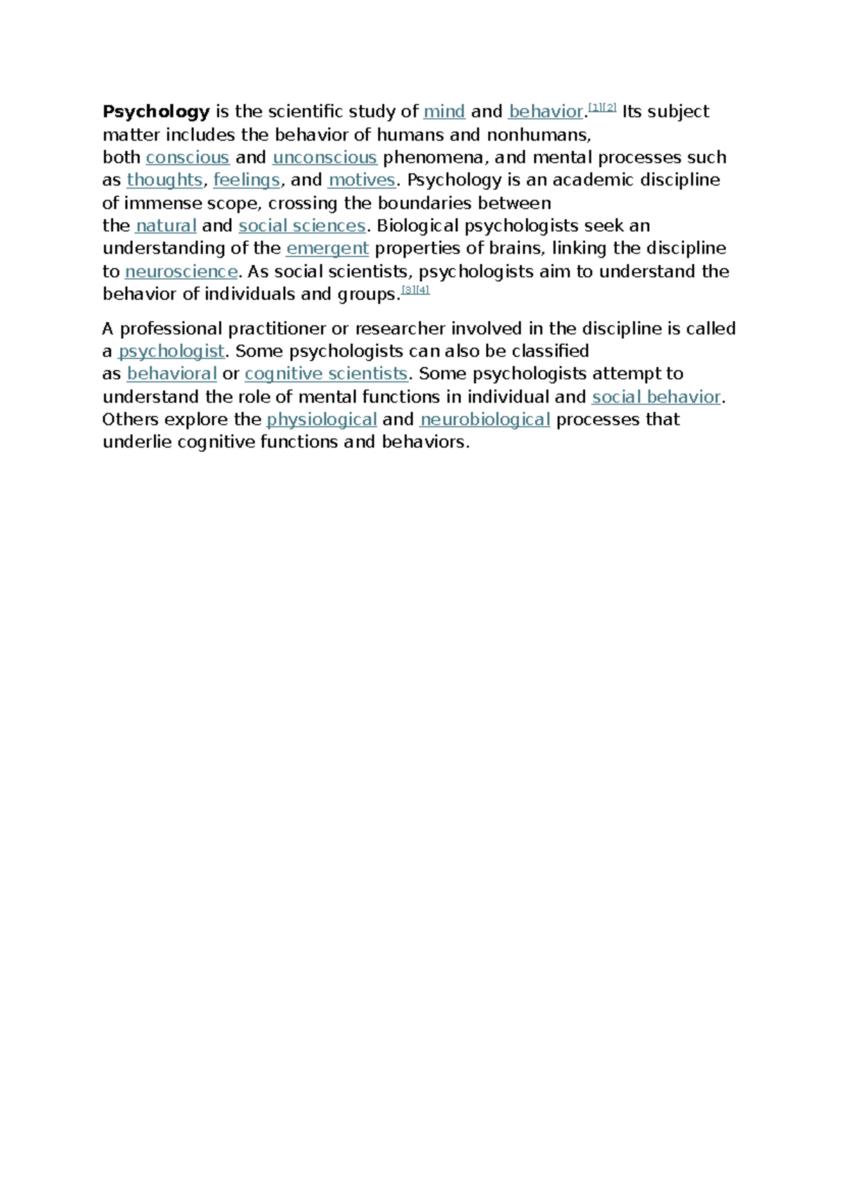 PSY 101: Introduction to Psychology - Key Concepts and Definitions ...