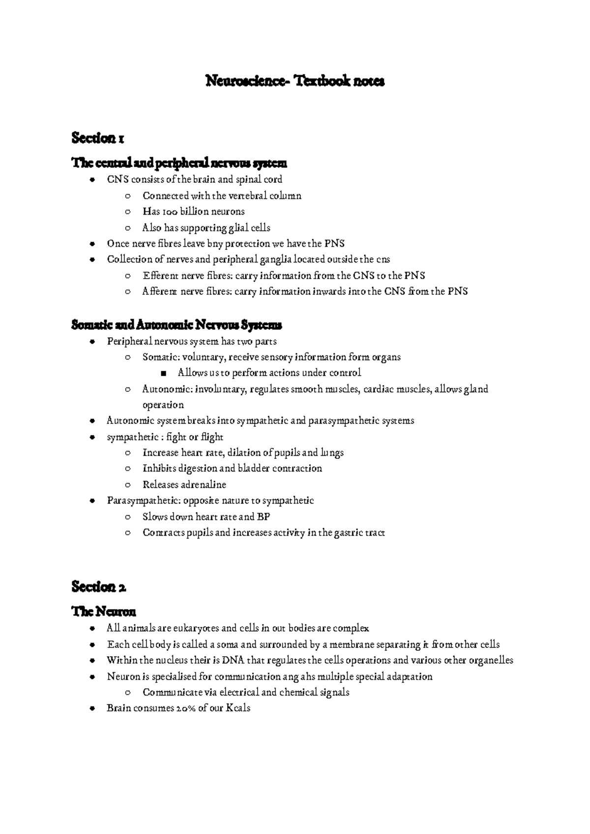 Psych 1XX3 Textbook Notes: Neuroscience Overview and Key Concepts - Studocu