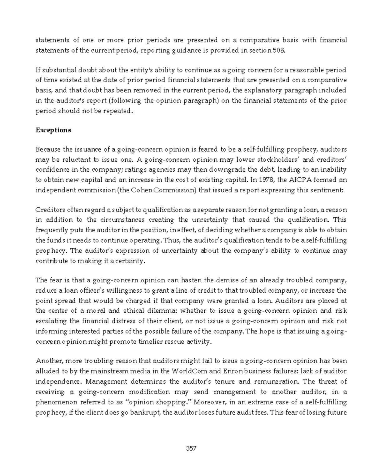 Comparative Financial Statements & Going Concern Opinions (SM-96) - Studocu