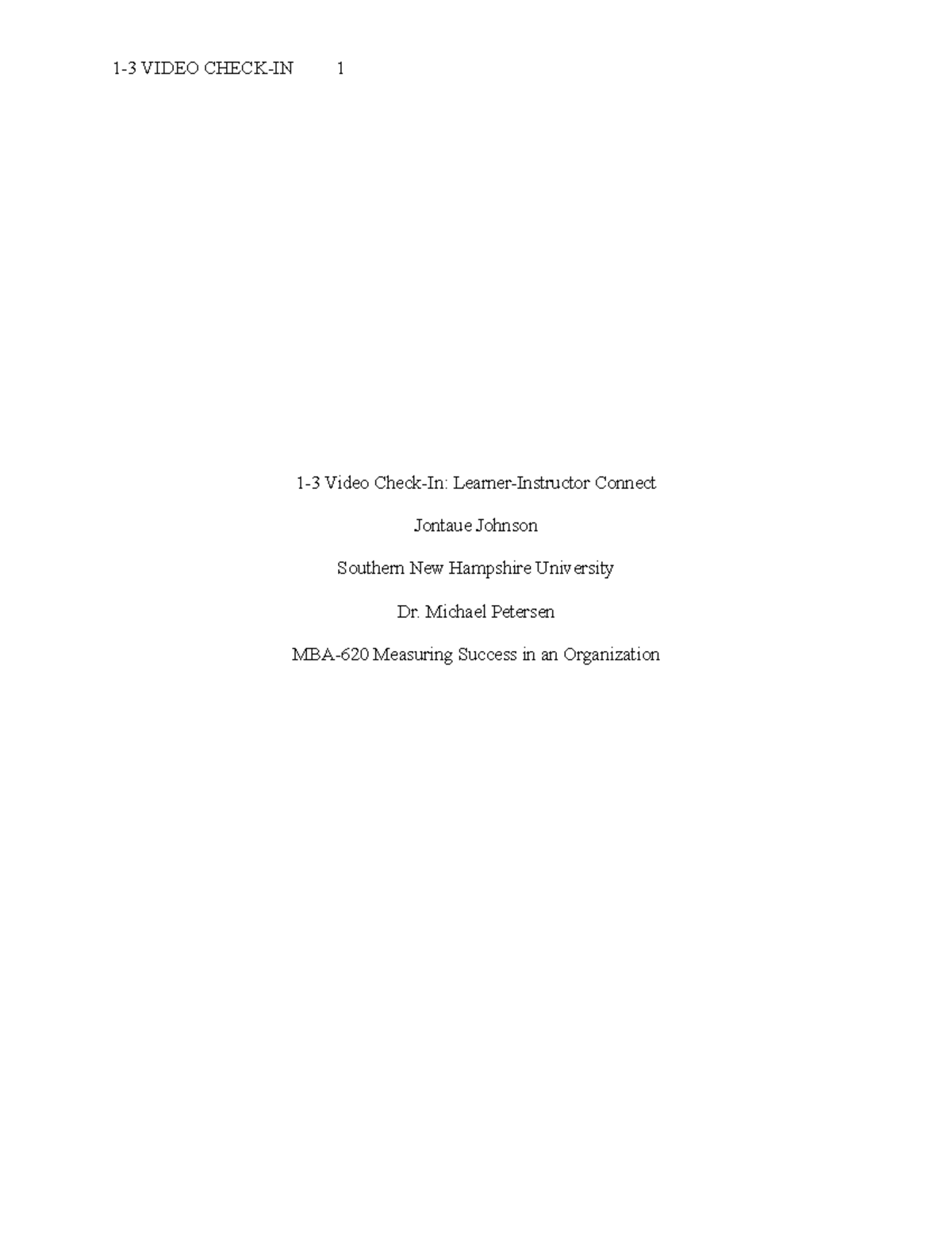 MBA-620 1-3 Video Check-In: Questions on Milestone One Project Scope ...