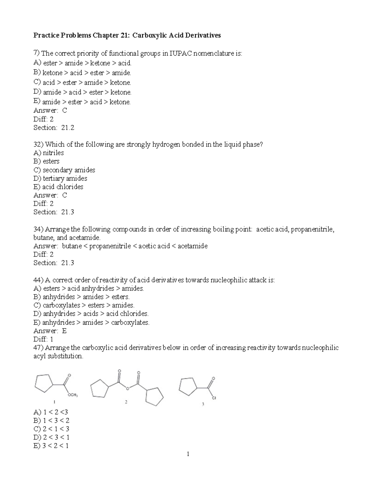 Ch 21 Practice Problems: Carboxylic Acid Derivatives Solutions - Studocu