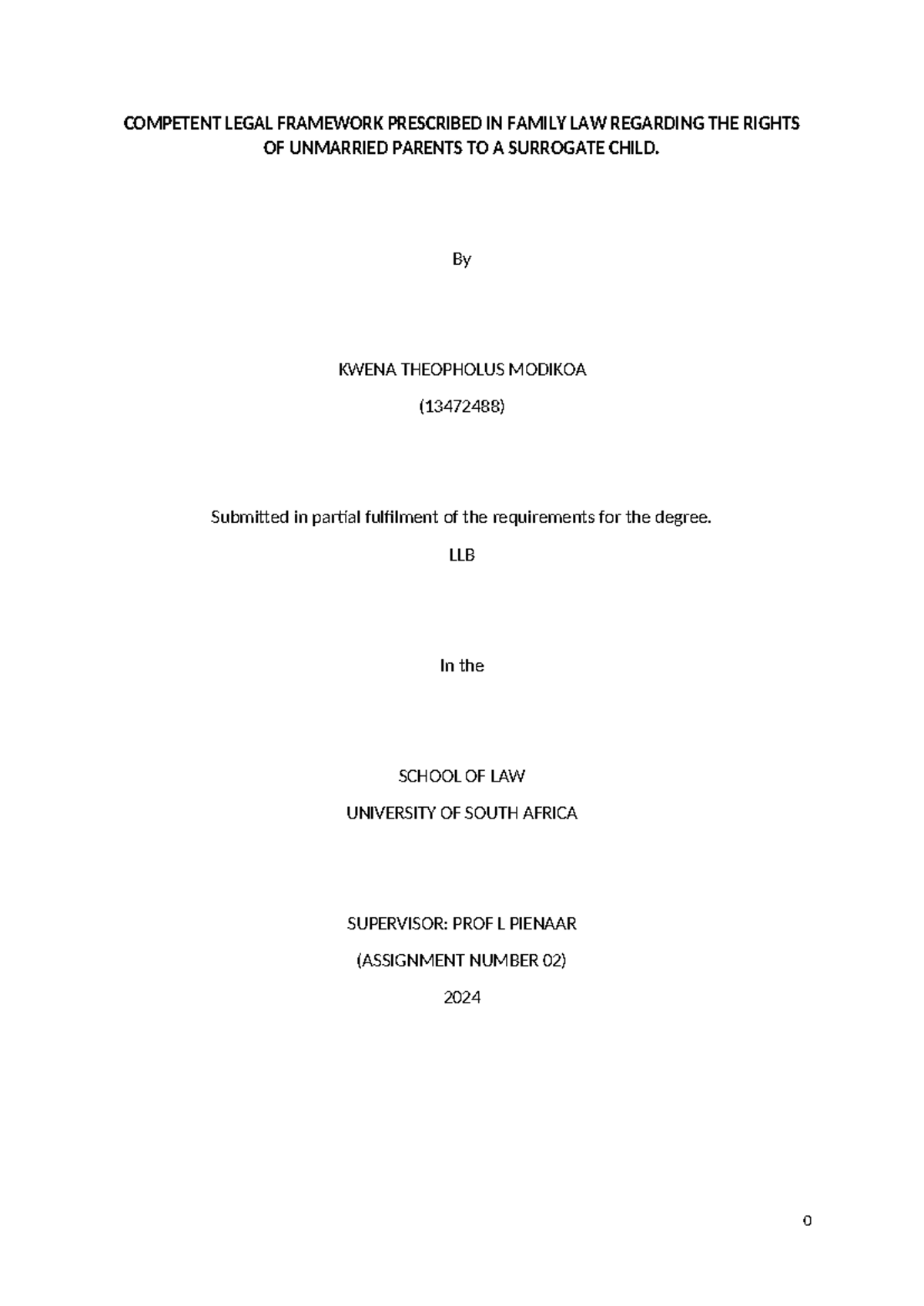LME3701-ASS2. Final Draft Proposal on Unmarried Parents' Rights in Surrogacy - Studocu