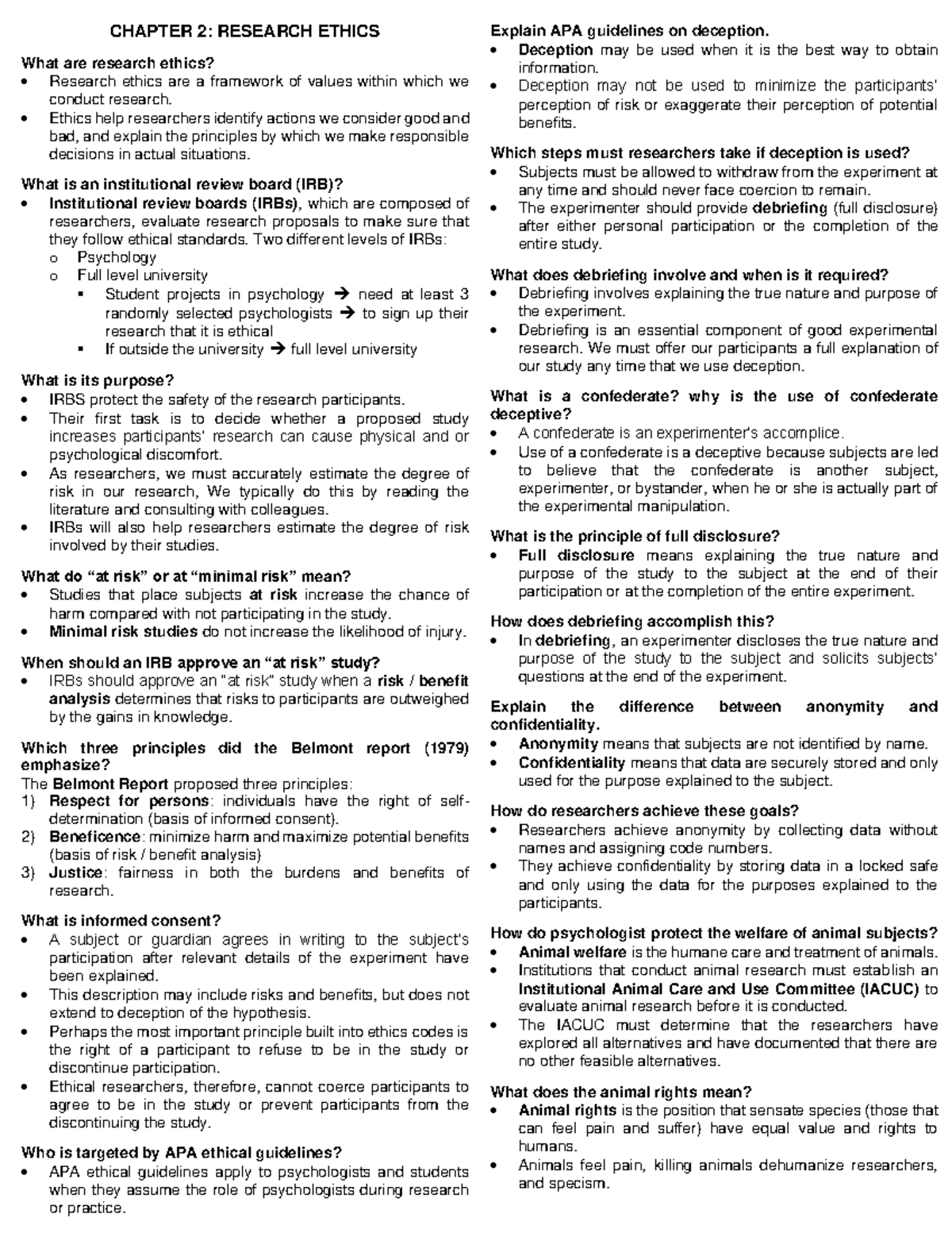 Experimental Psychology: Chapter 2_Research Ethics - CHAPTER 2 ...