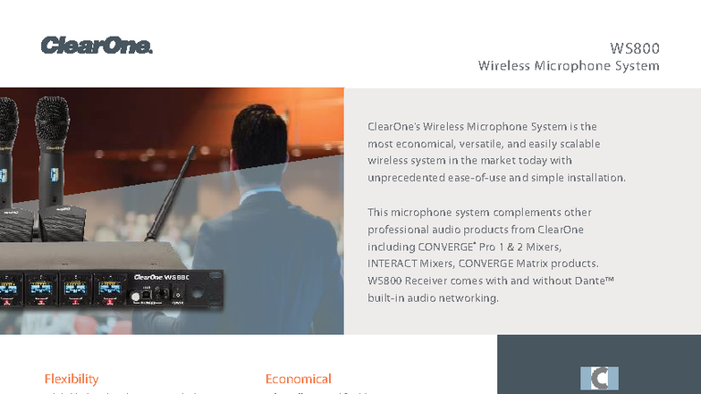 WS800 Wireless Microphone System Datasheet - ClearOne - Studocu
