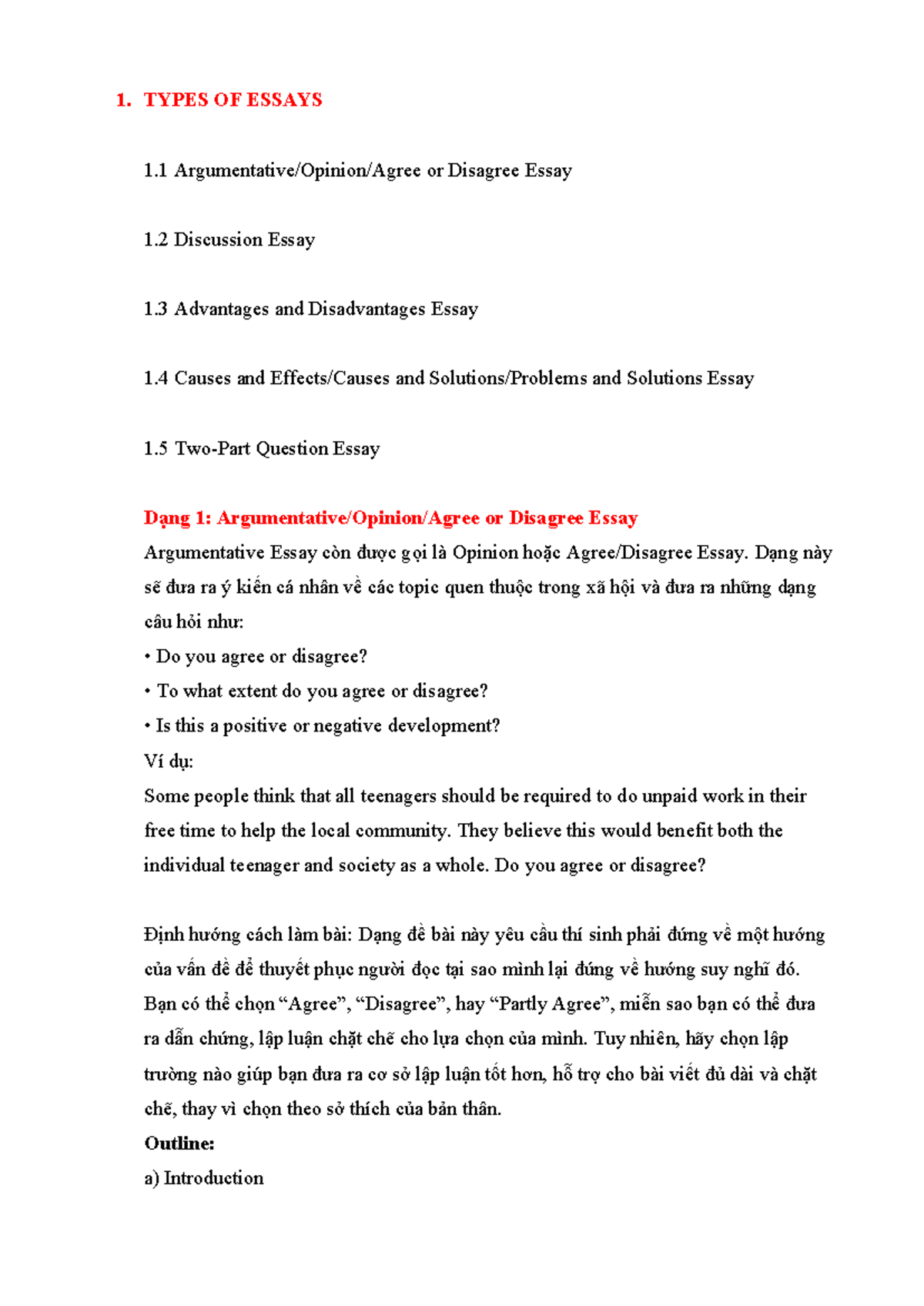 Types of Essays: A Comprehensive Guide for IELTS Writing - Studocu