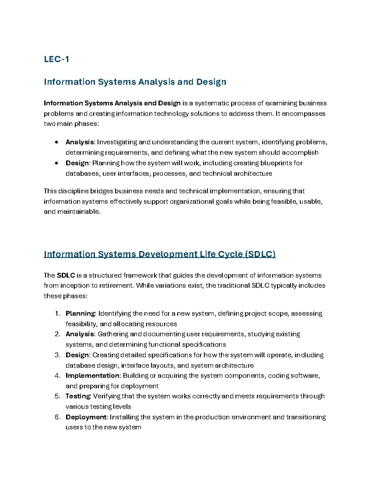 ISAD 101: Comprehensive Overview of Information Systems Analysis and ...