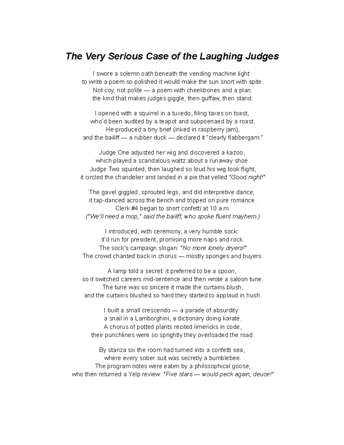The Very Serious Case of the Laughing Judges: A Poetic Exploration ...