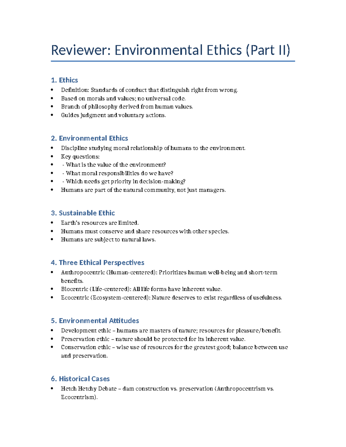 Environmental Ethics Review (Part II) - Key Concepts & Case Studies ...