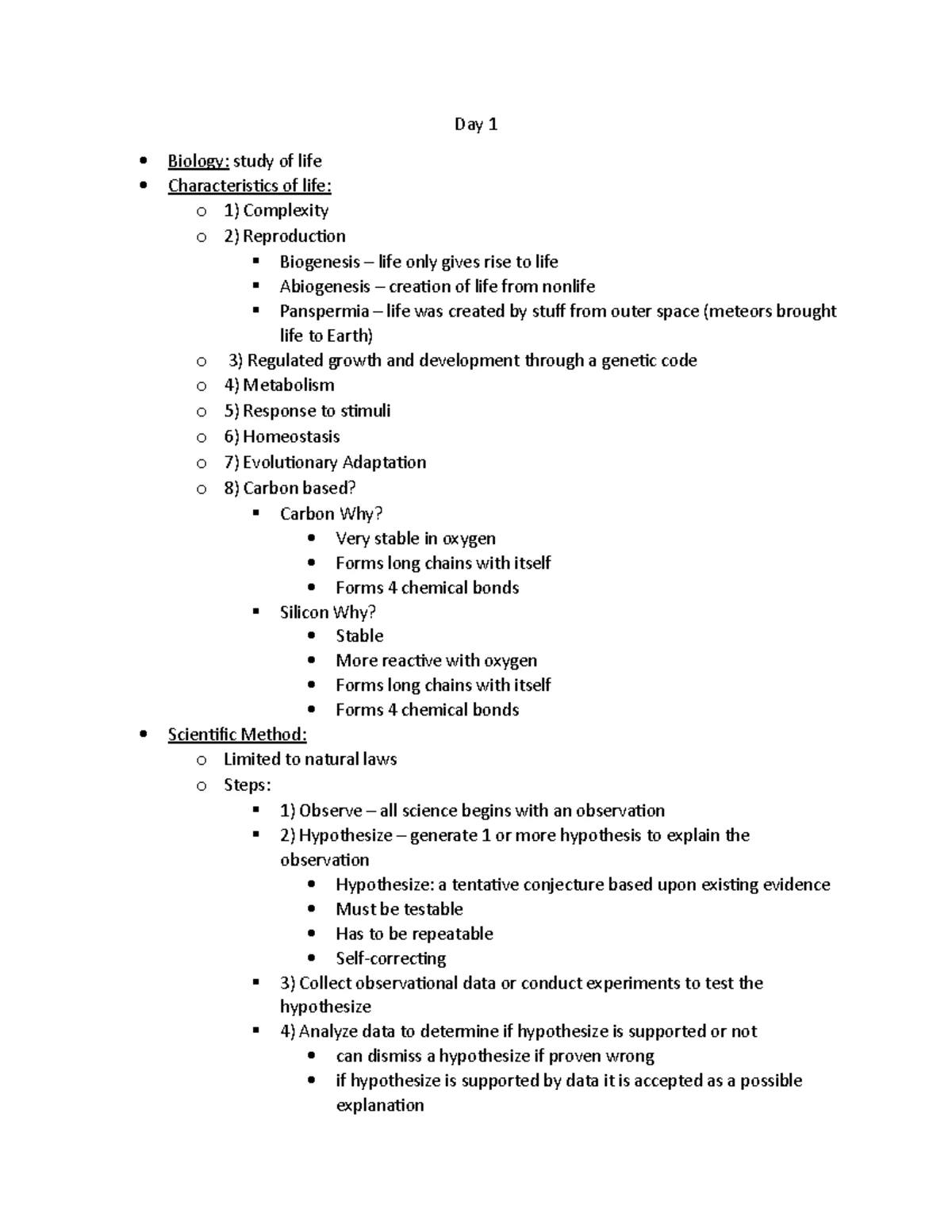 General Biology 1 Notes - General Bio 1 Notes Chapter 1: Science of ...