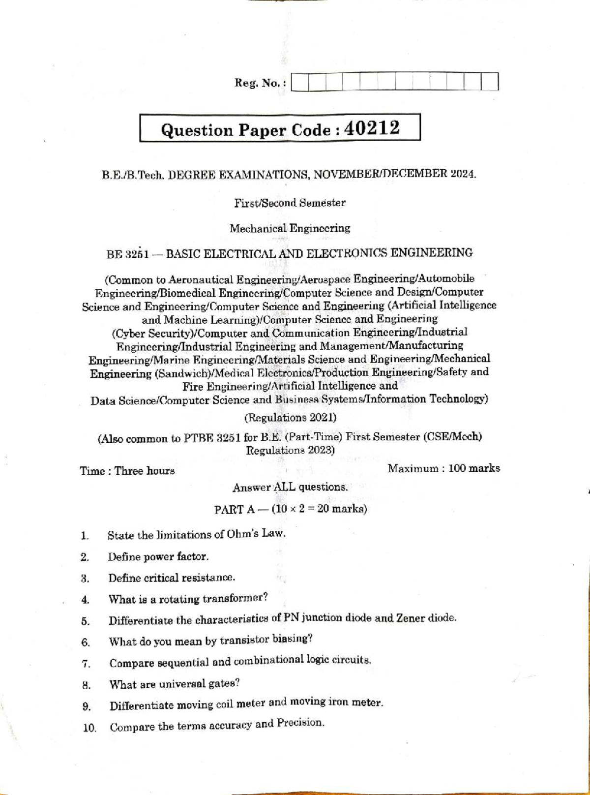ND-2024-BE 3251 - DEGREE EXAMINATION QUESTION PAPER: ELECTRICAL ENGINEERING - Studocu