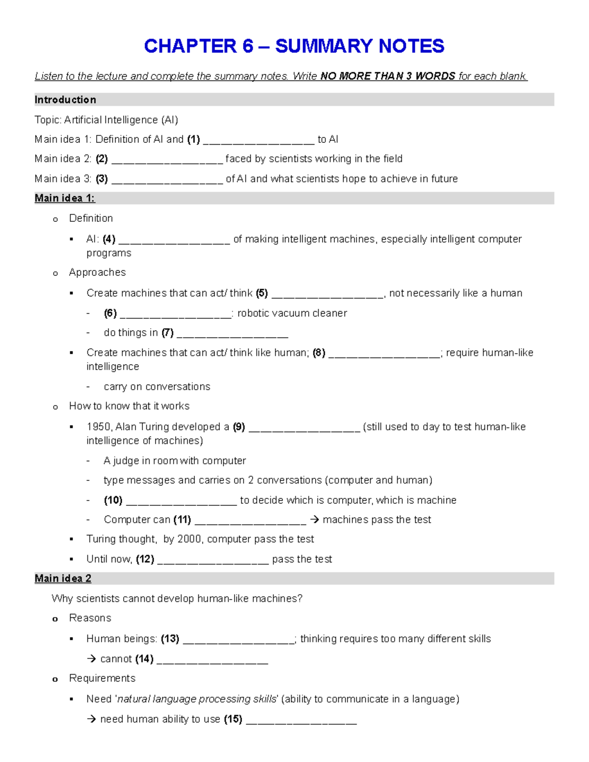 Chapter 06 - Summary notes - CHAPTER 6 – SUMMARY NOTES Listen to the ...