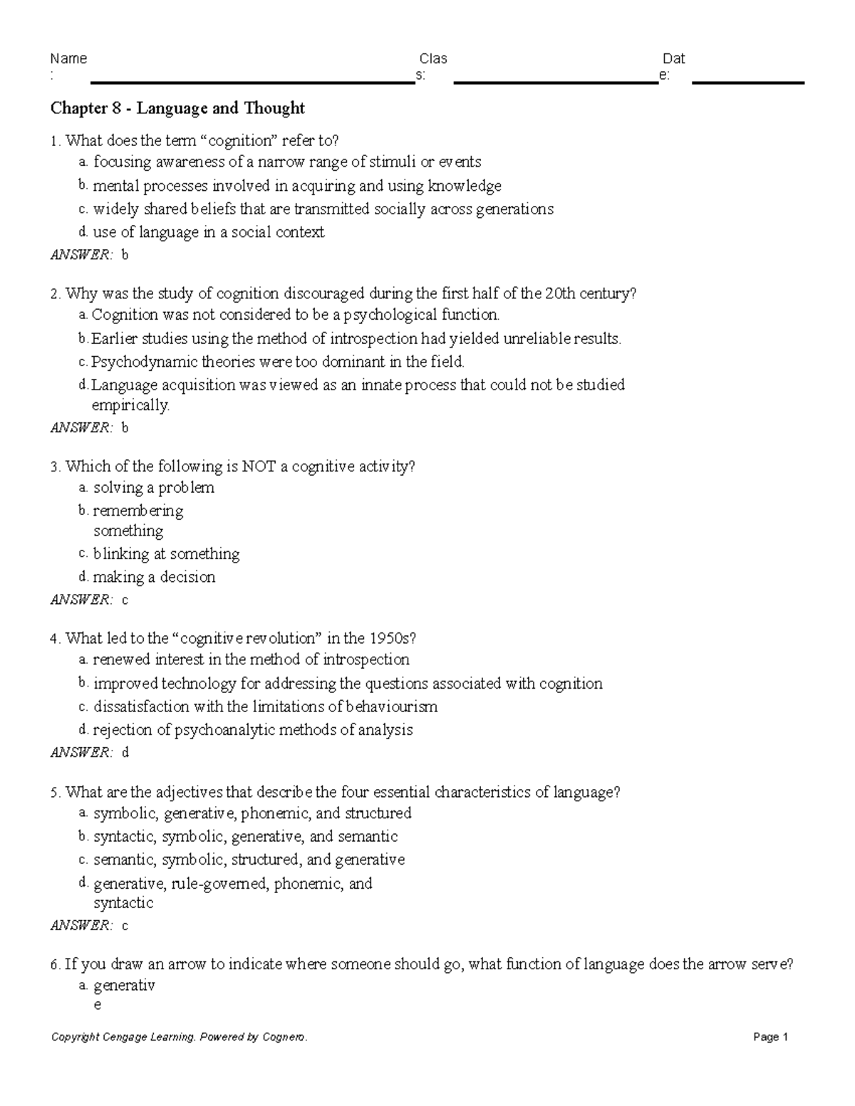 Chapter 8: Language and Thought - Insights into Cognition and ...