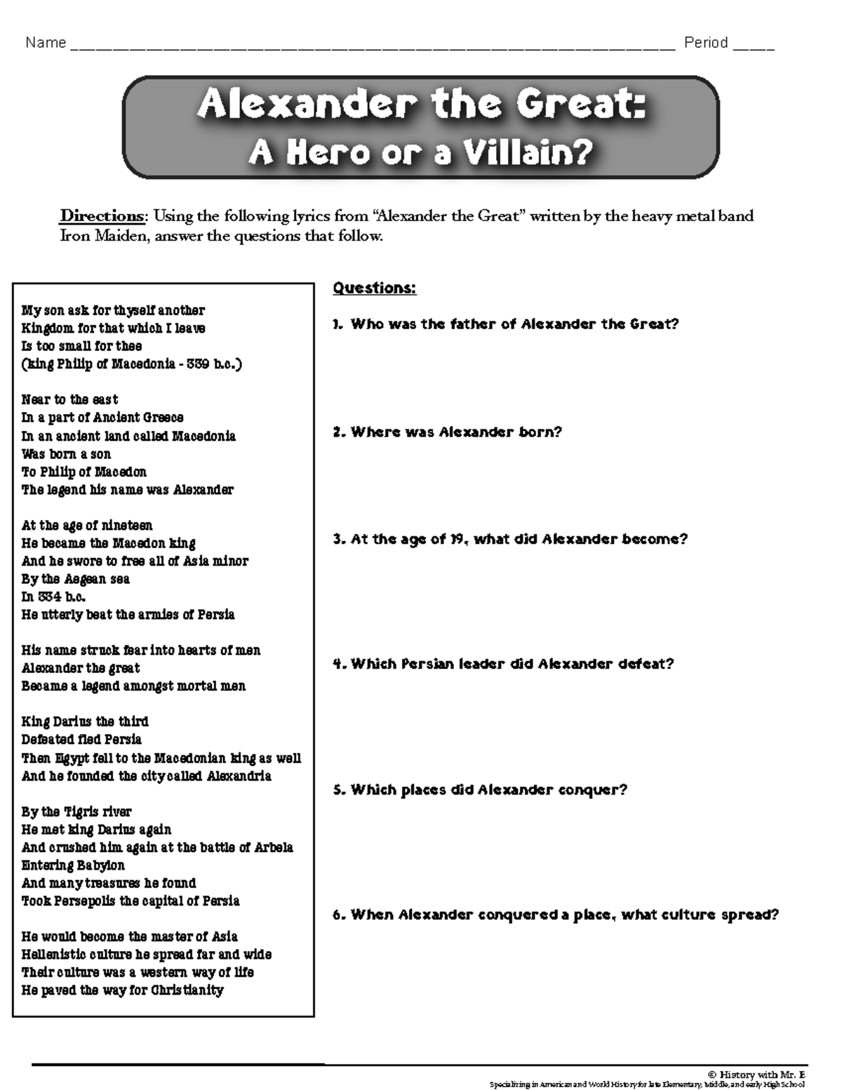 HIST 2304: Exploring Alexander the Great's Legacy as Hero or Villain ...
