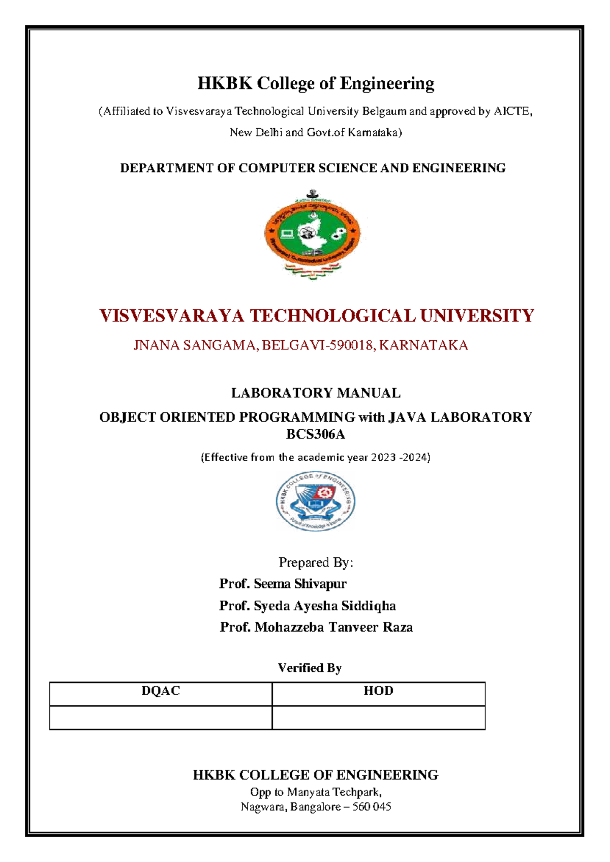 BCS306A - Object Oriented Programming with Java Lab Manual - Studocu