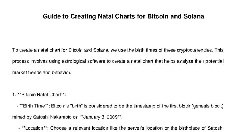 Natal Chart Creation Guide for Bitcoin & Solana - Studocu