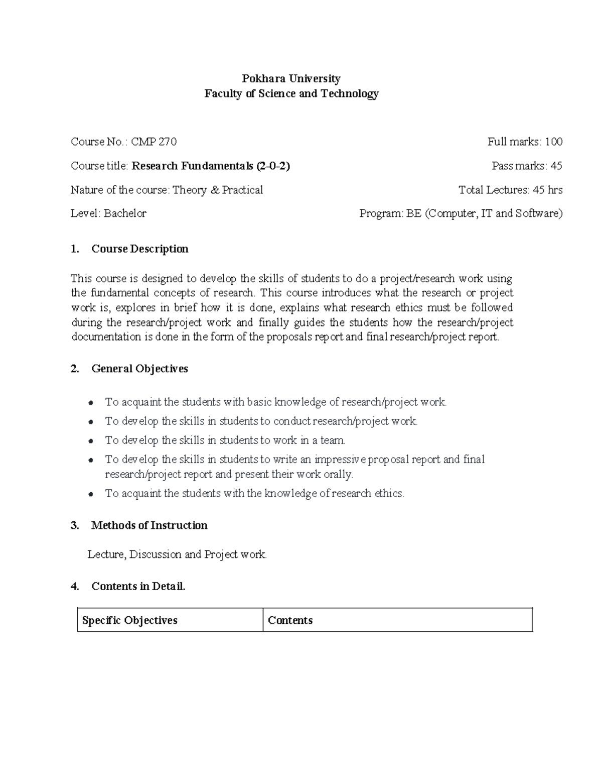 CMP 270: Research Fundamentals Course Overview and Guidelines - Studocu