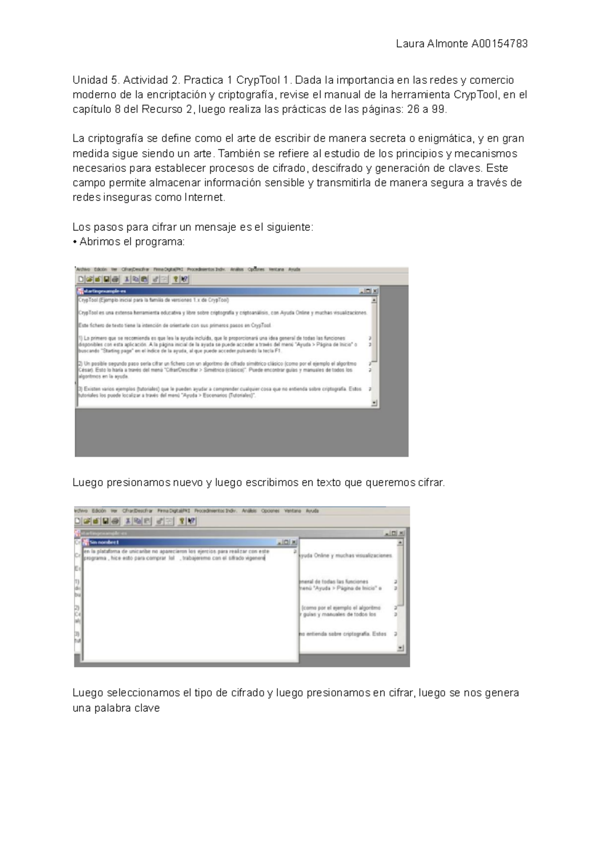 Práctica 1: Uso de CrypTool en Cifrado y Criptografía (Unidad 5) - Studocu