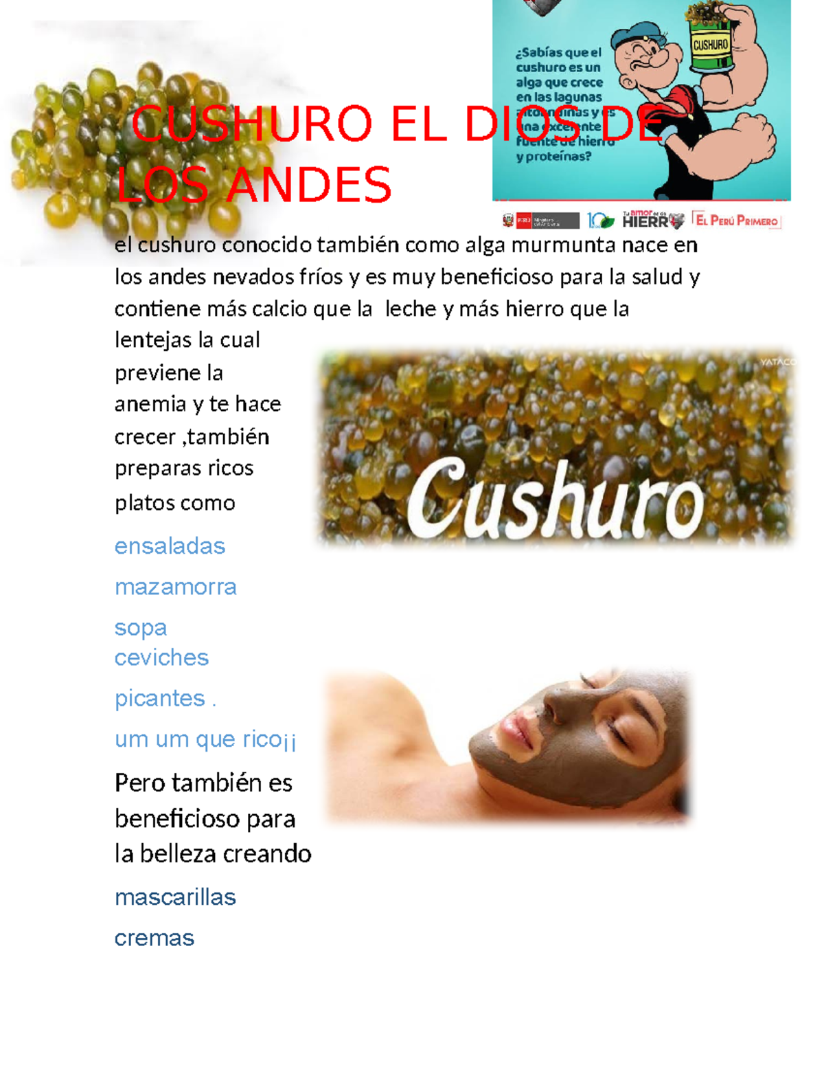 CUSHURO EL DIOS DE LOS ANDES: Beneficios y Usos Culinarios - Studocu