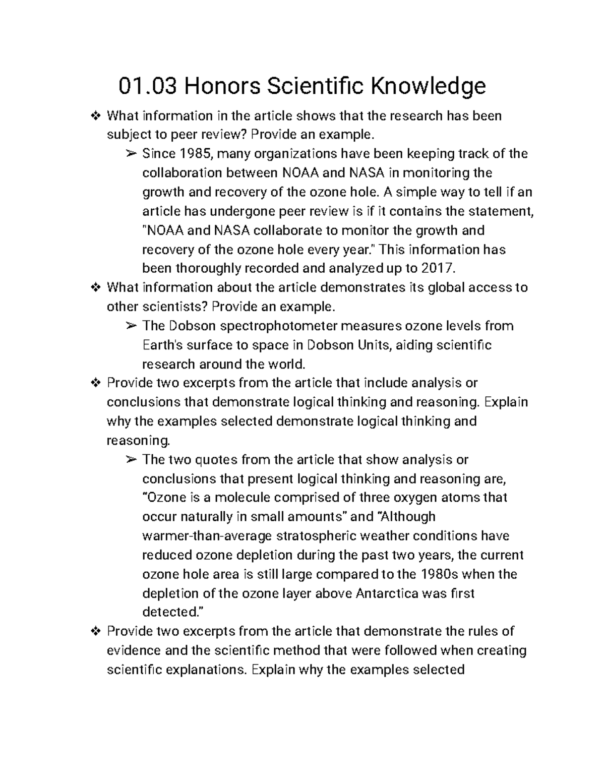 01.03 Honors Scientific Knowledge: Peer Review & Scientific Methods ...