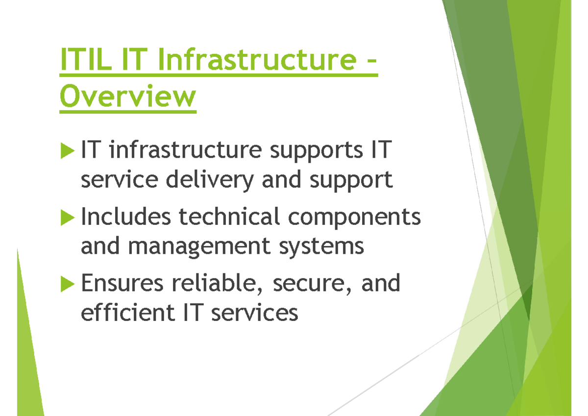 ITIL IT Infrastructure Overview: Key Components and Management - Studocu