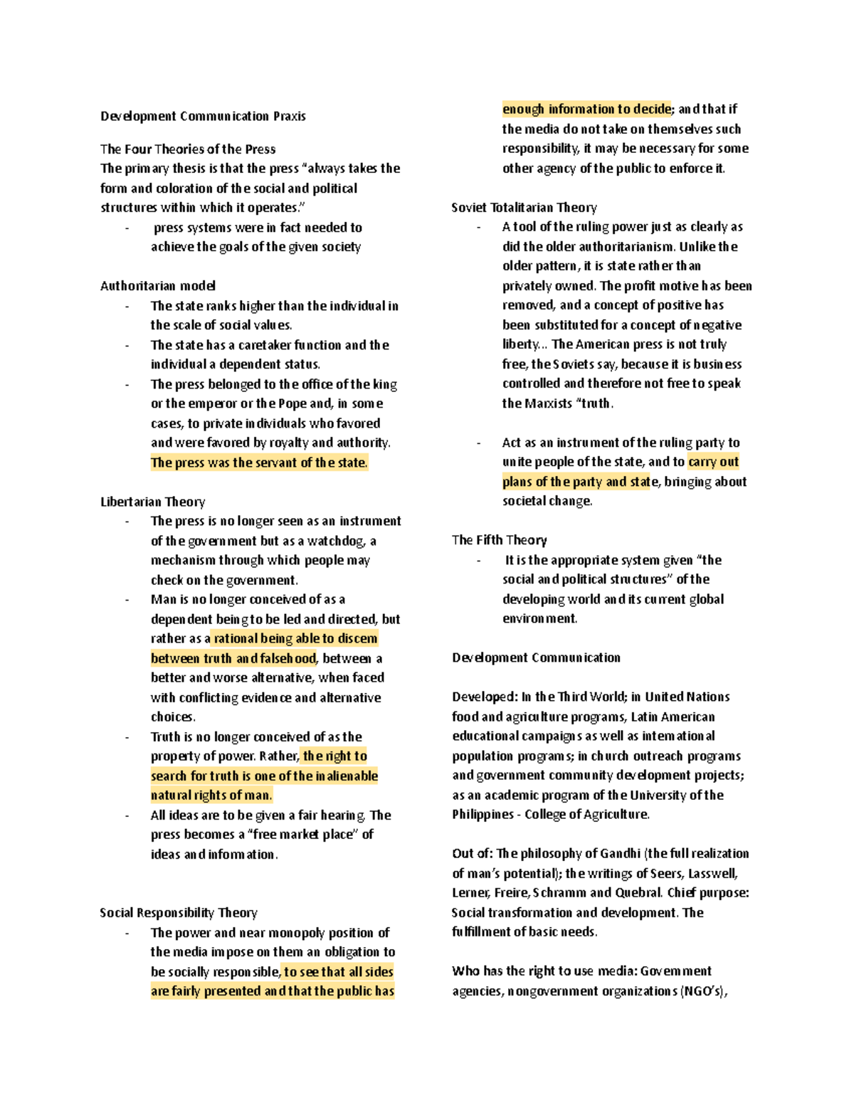 Theories of Press: Understanding Development Communication Praxis - Studocu