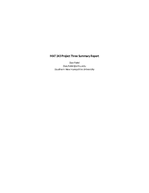 MAT 243 Project One Summary Report Final - MAT 243 Project One Summary ...