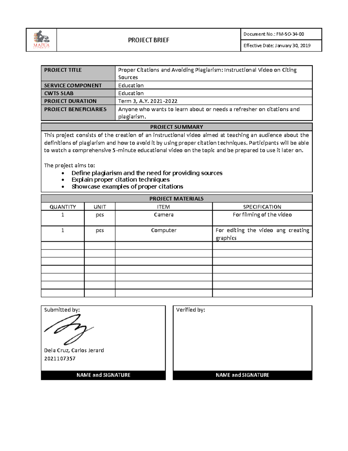 CWTS102- Project Brief-Module 2 - Civic Welfare Training Service 102 ...
