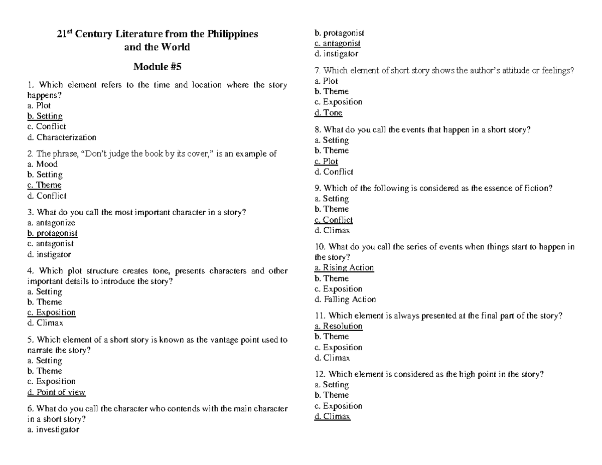 21st Century Lit Review: Comprehensive 2nd Quarter Guide - Studocu