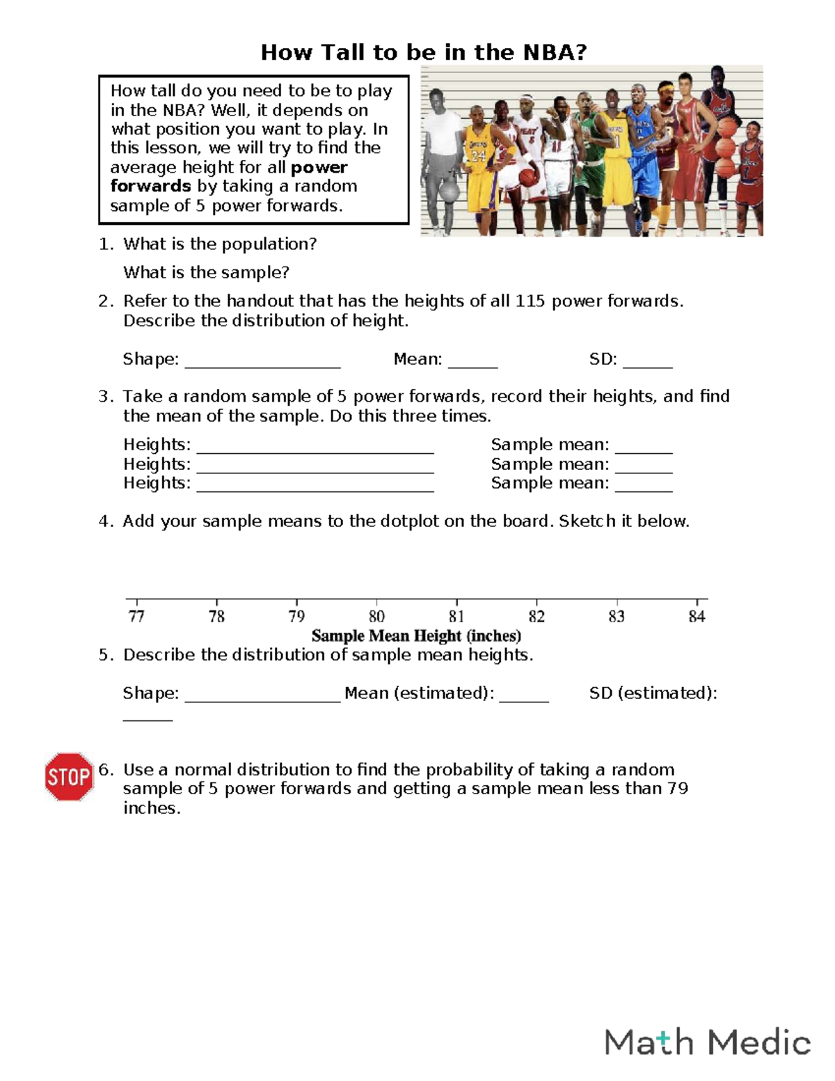 Lesson 7 - NBA Height Analysis for Power Forwards - Studocu