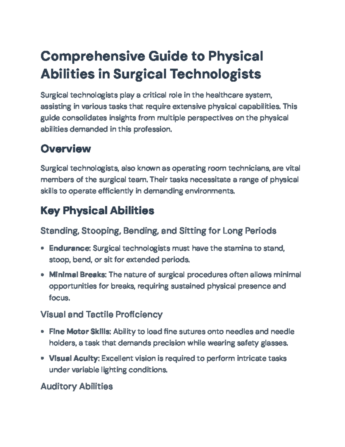Comprehensive Guide to Physical Abilities in Surgical Technologists ...