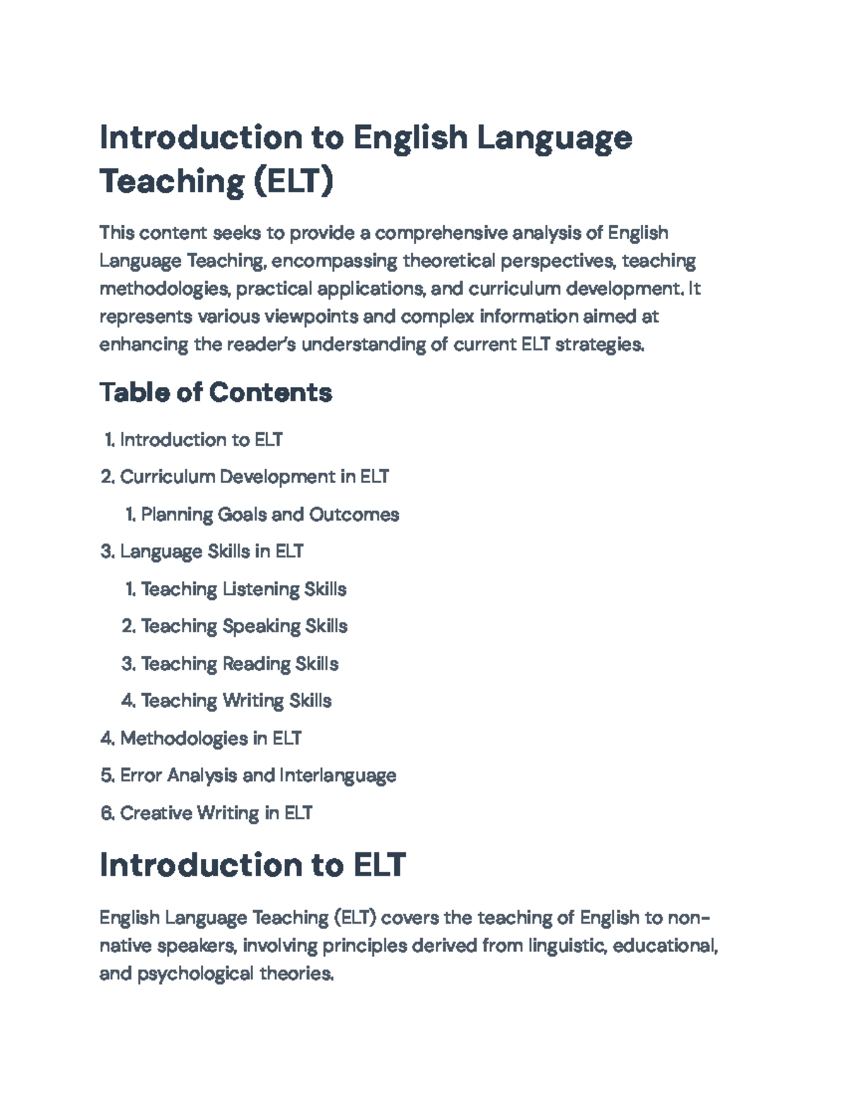 Comprehensive Analysis of English Language Teaching (ELT) Strategies ...