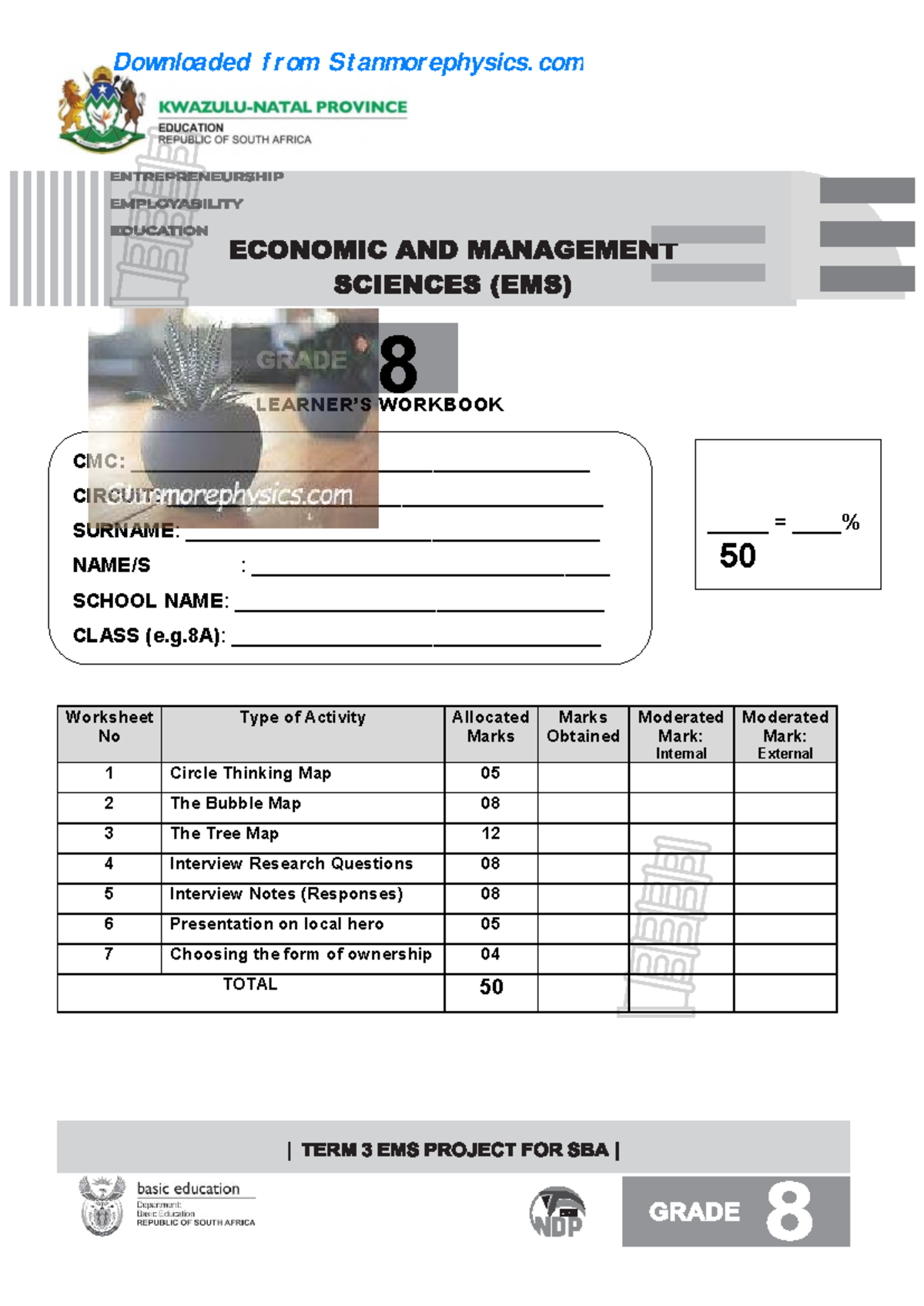 EMS Grade 8 Learner's Workbook 2024: Business Activities and Worksheets ...