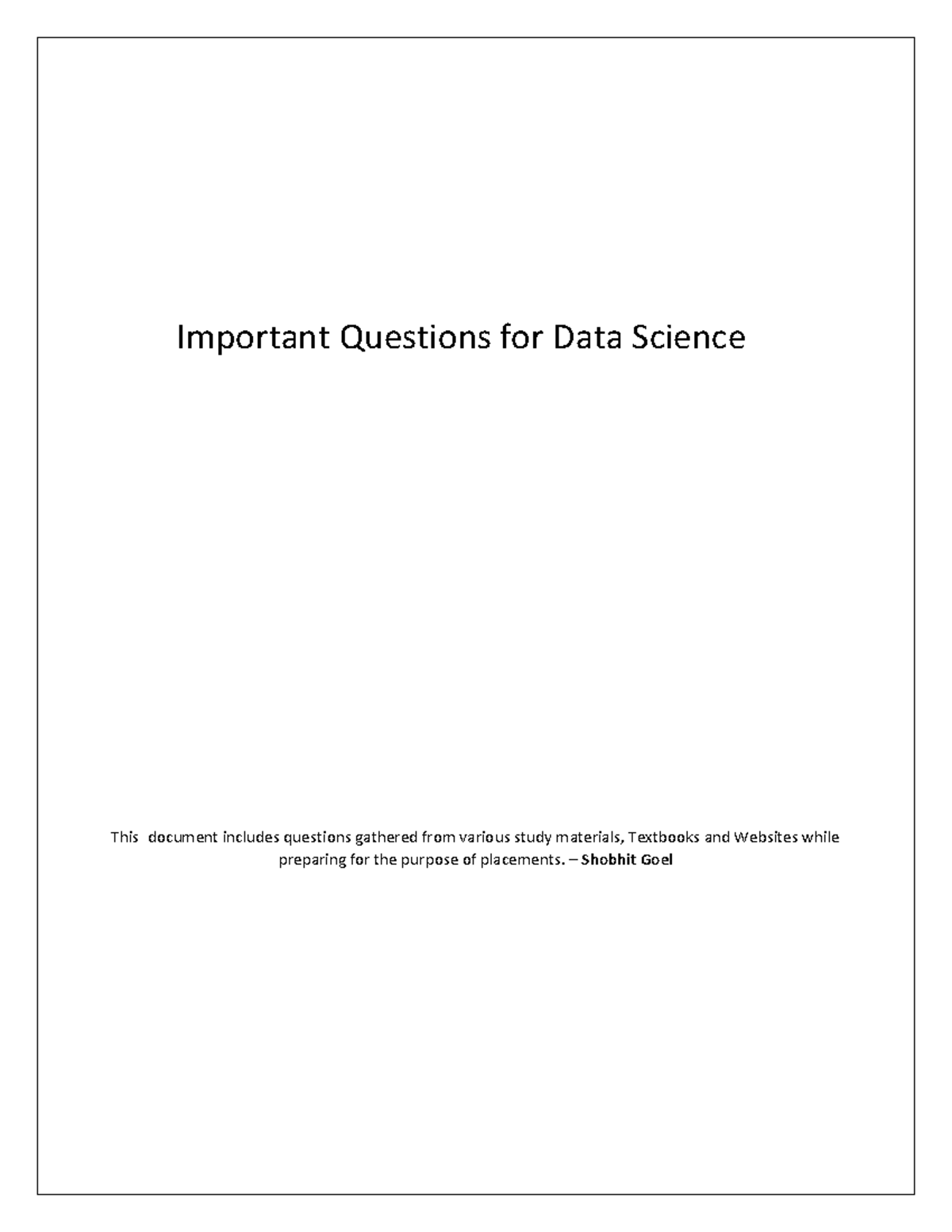 Data Science Important questions - Studocu