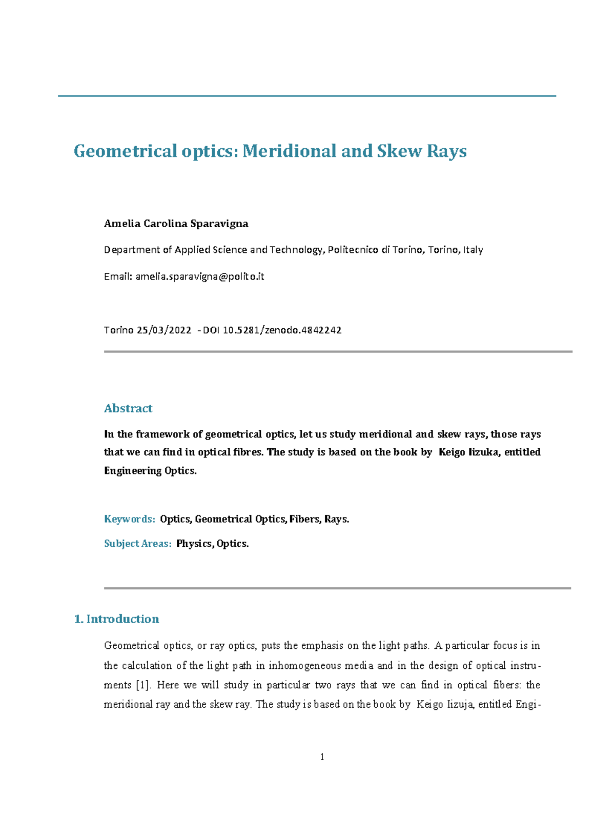 Geometrical Optics: Study of Meridional & Skew Rays in Optical Fibers ...