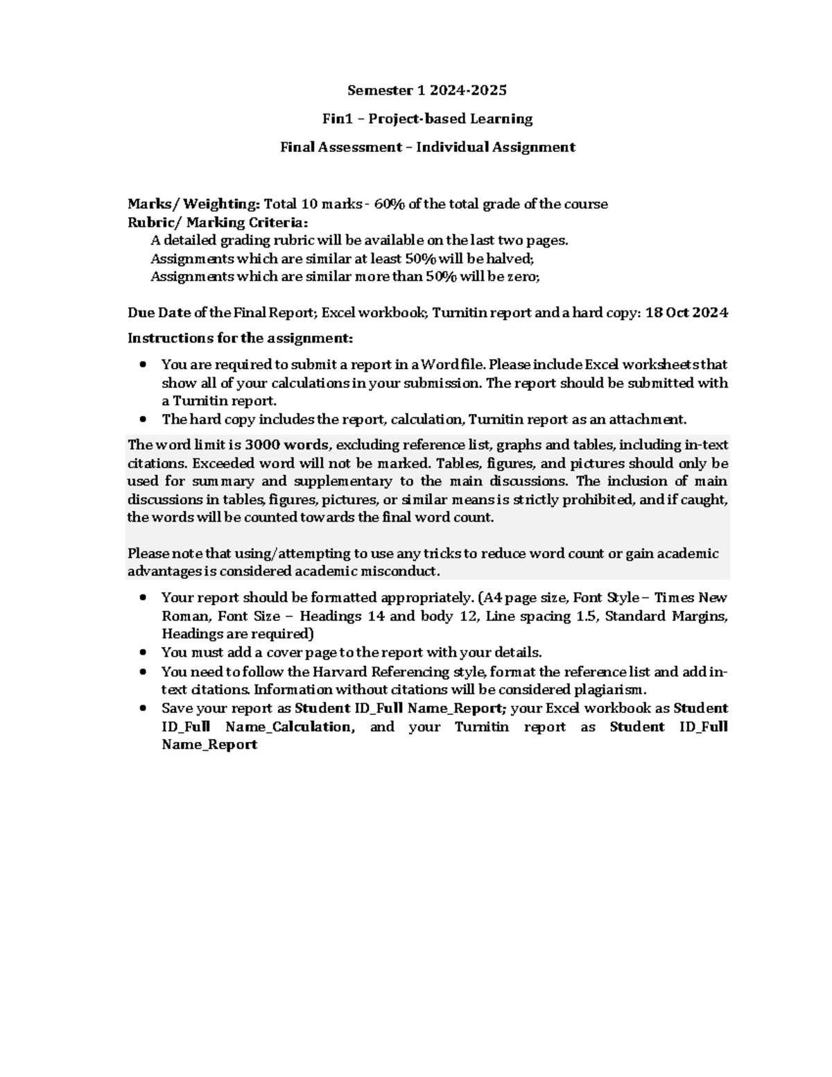 Fin1 S1 Individual Assignment: Personal Financial Planning Report - Studocu