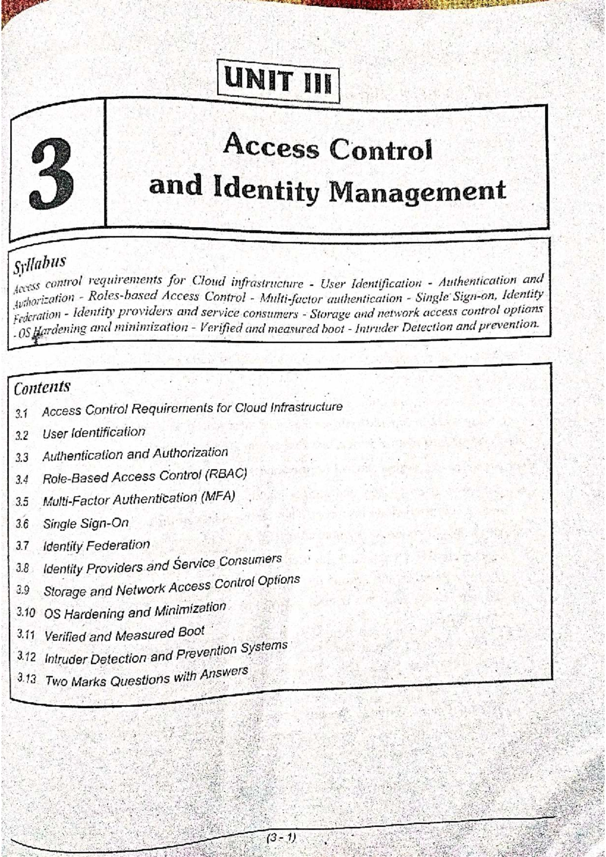 SPC 3 - Unit 3 CCS361: Access Control & Identity Management Syllabus ...