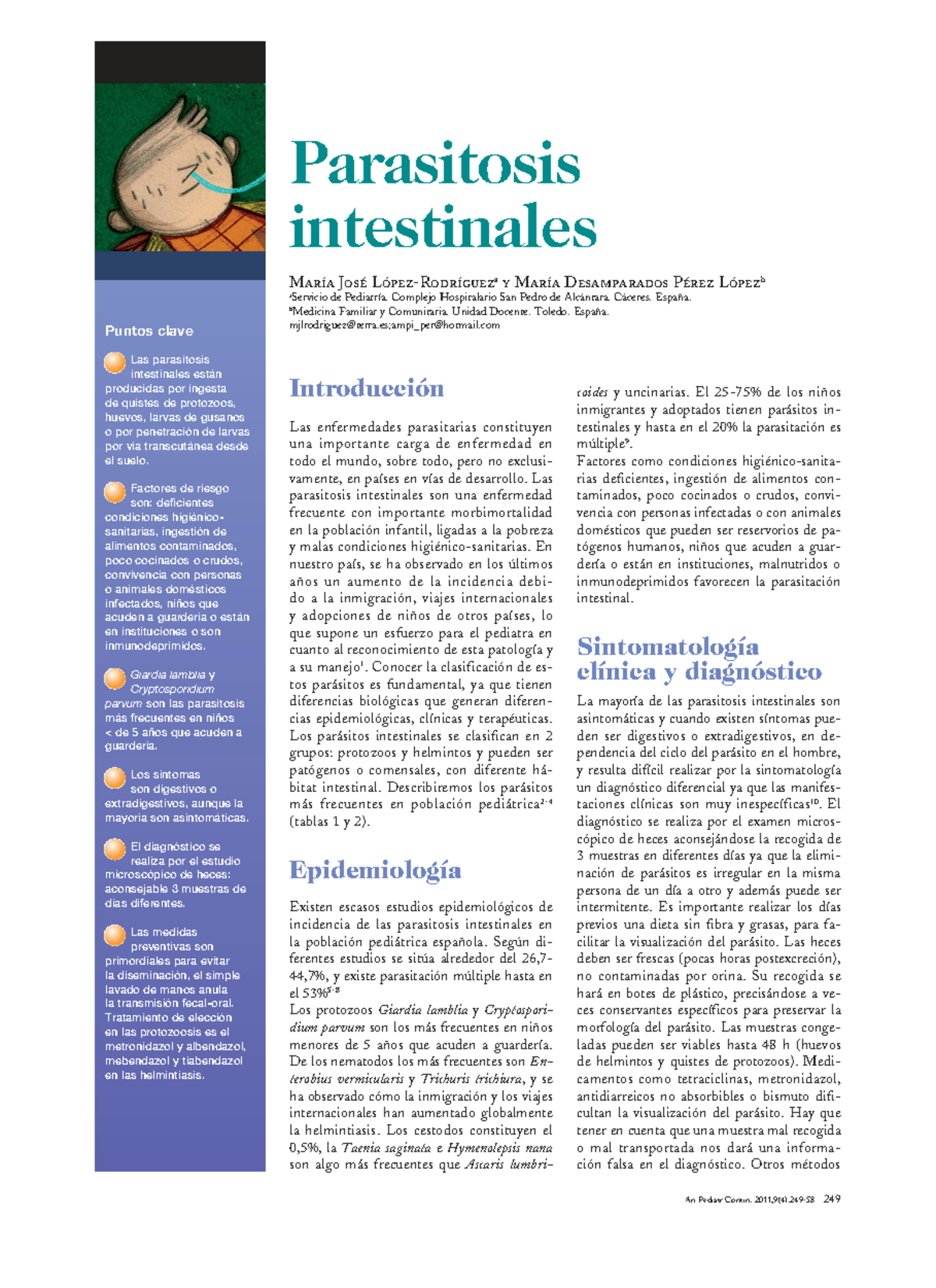 Parasitosis Manual - Puntos clave Las parasitosis intestinales están ...