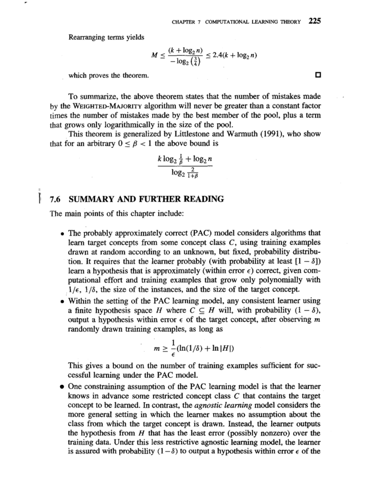 Machine Learning (ML) Summary: PAC and Agnostic Learning Models - Studocu