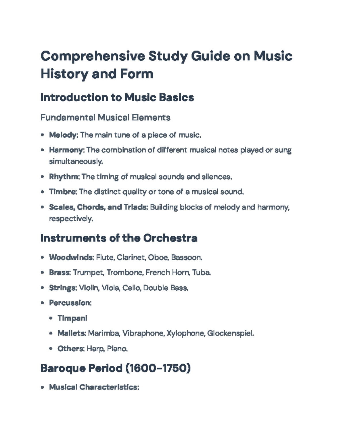 Comprehensive Study Guide on Music History and Theory - Comprehensive ...