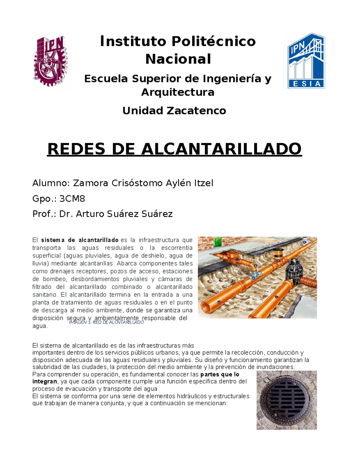 Redes de Alcantarillado: Componentes y Funcionamiento (3CM8) - Studocu