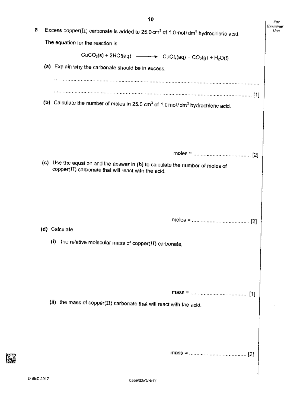 BEC Chemistry Exam Questions and Solutions (2010-2017) - Studocu
