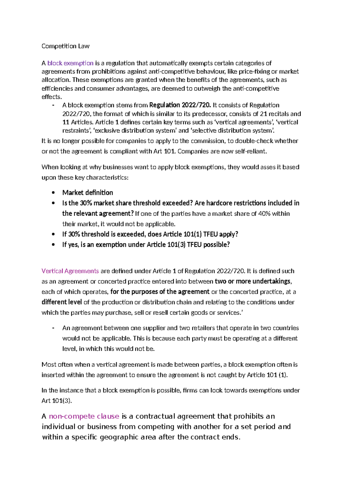 Lecture 5: Competition Law - Understanding Block Exemptions - Studocu